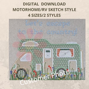 Motorhome RV Machine Sketch Embroidery Design Set, Embroidery Machine ...