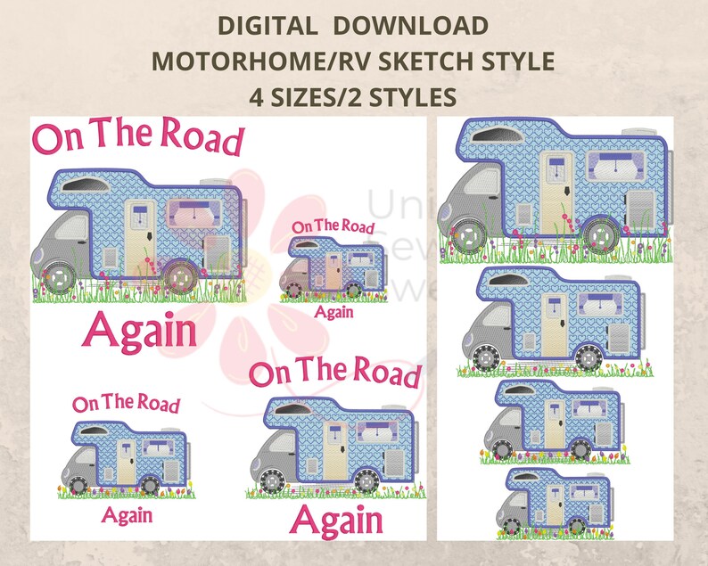 Motorhome RV Machine Sketch Embroidery Design Set, Embroidery Machine ...