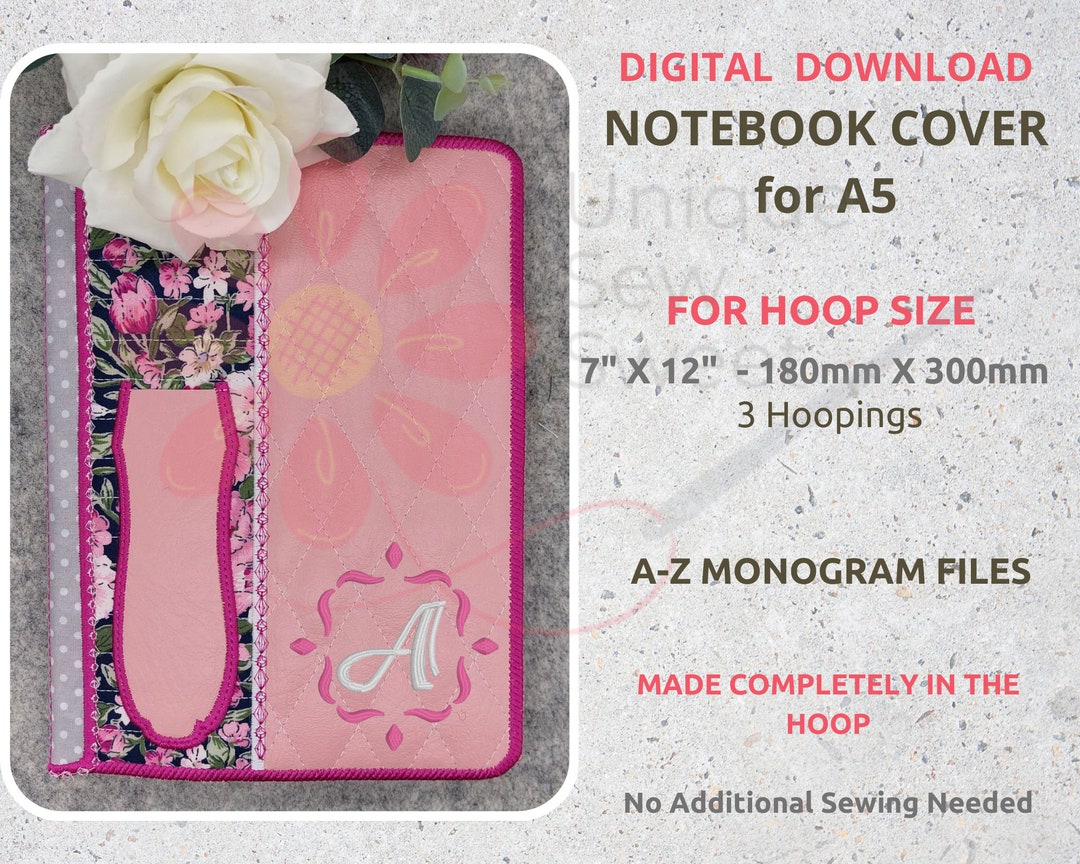 ITH A5 Notebook Cover, Monogram Machine Embroidery File, Gift ...