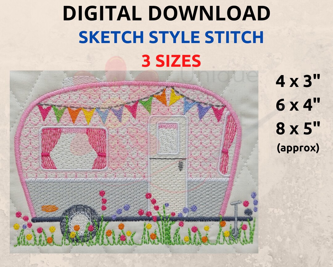 Sketch Caravan Machine Embroidery Design Set, Embroidery Machine ...