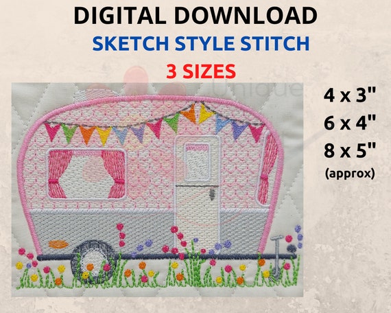 Sketch Caravan Machine Embroidery Design Set Embroidery | Etsy