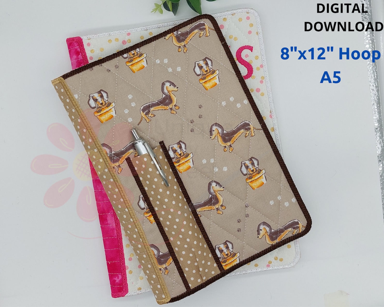 ITH A6 and A5 Set Notebook Cover Machine Embroidery File 8x12 ...