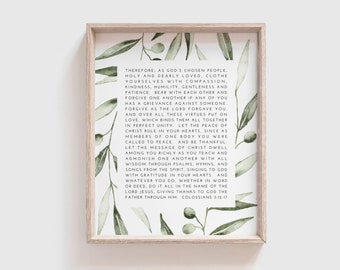 Bible Verse Print, Colossians 3:12, Clothe Yourselves With Compassion ...