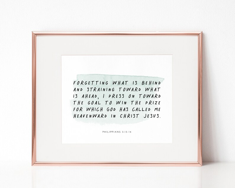 Philippians 3:13-14 Printable Christian Wall Art Modern | Etsy