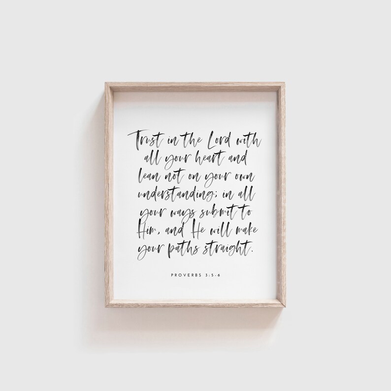Calligraphy Free Printable Proverbs 3 5 6 High Resolution Printable