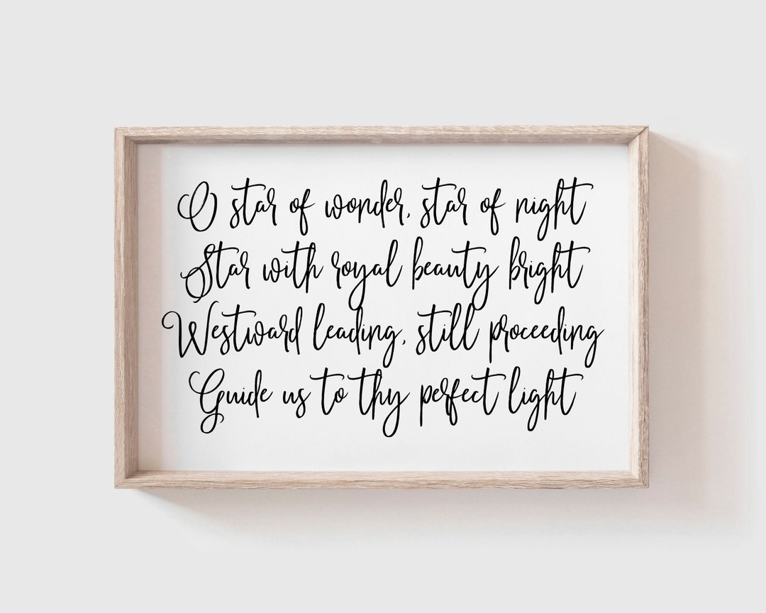 O Star of Wonder, Star of Night Christmas Carols Decor Instant Download ...