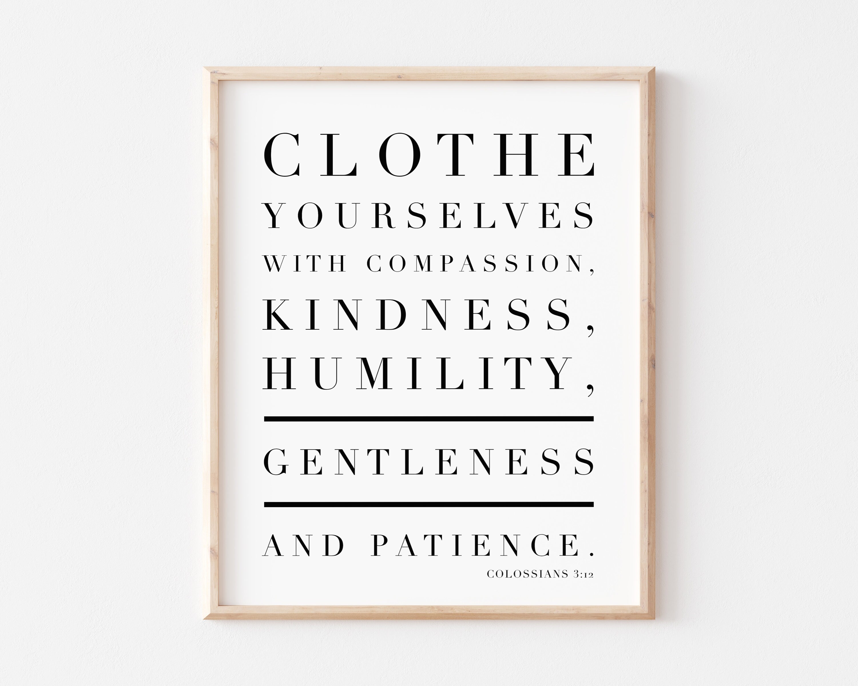 Colossians 3:12 Clothe yourselves with compassion kindness | Etsy
