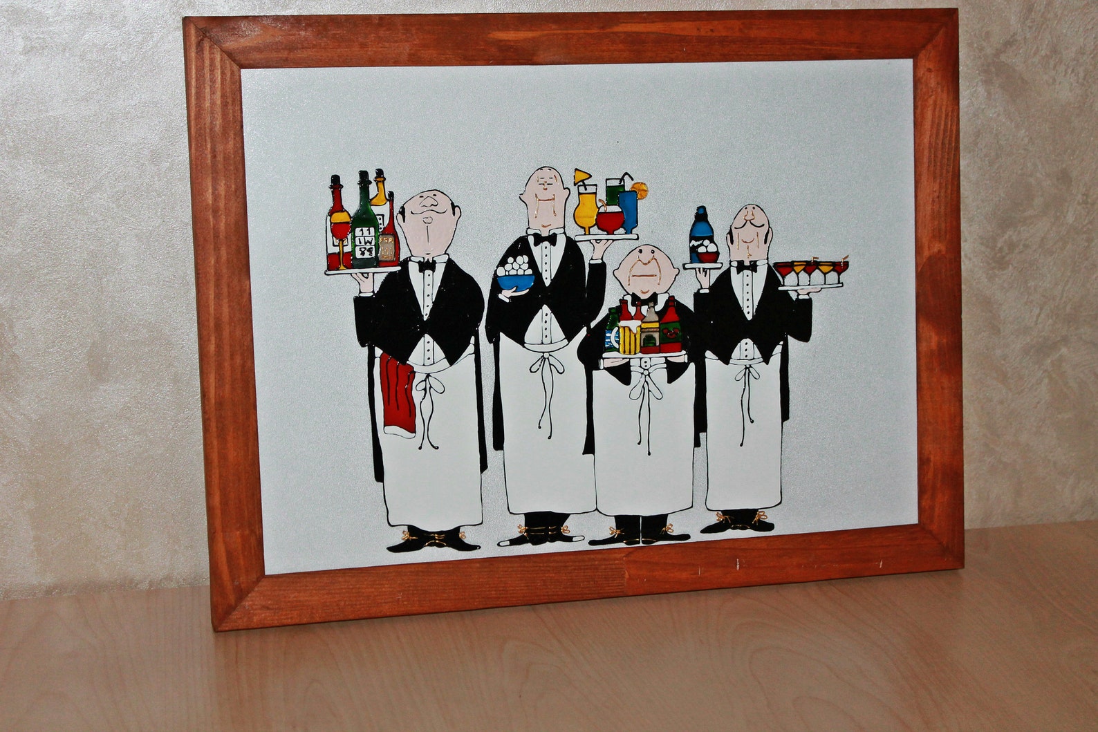 The Painting waiter is Made Using the Technique of Stained Glass. - Etsy