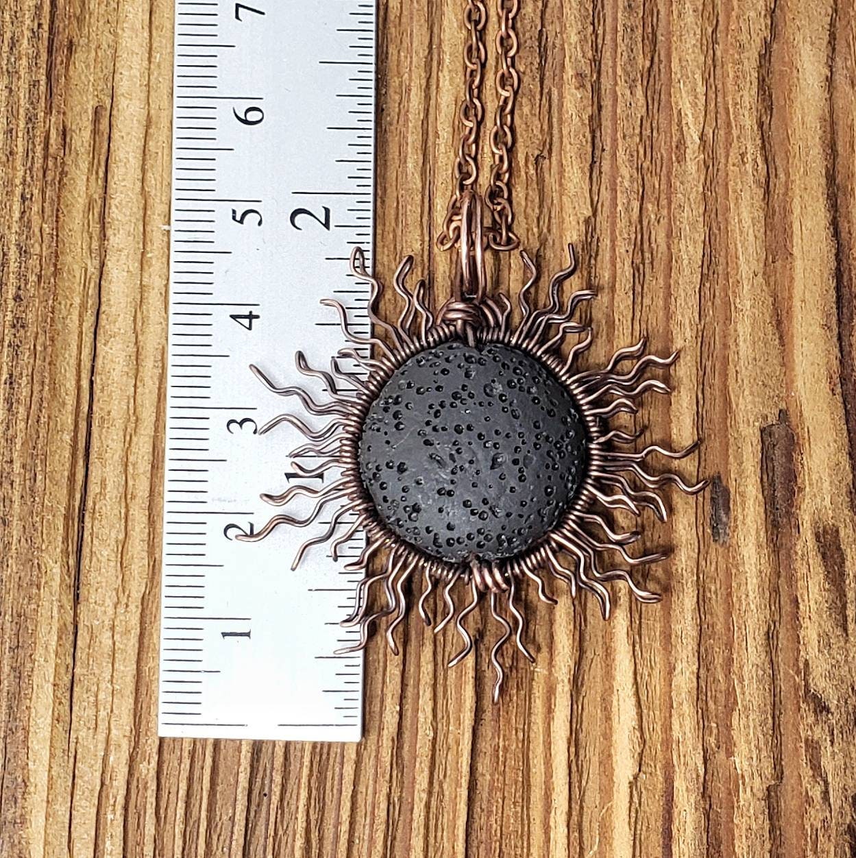 Solar Eclipse Pendant Copper Wire Sun Black Lava Bead Wire - Etsy