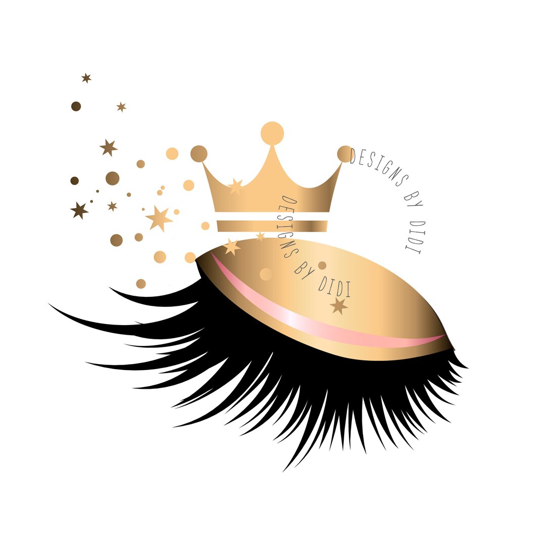 Instant Download, Gold Crown Lash Clipart, Crown Gold Lashes Clip Art ...