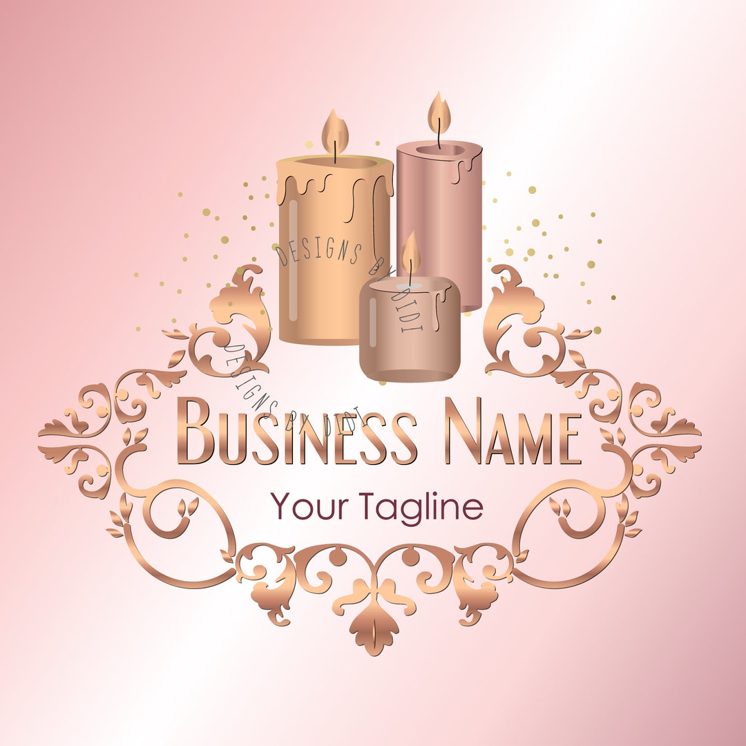 Candles Logo, Shop Candle Decoration, Candle Flame, Glitter Rose Gold ...