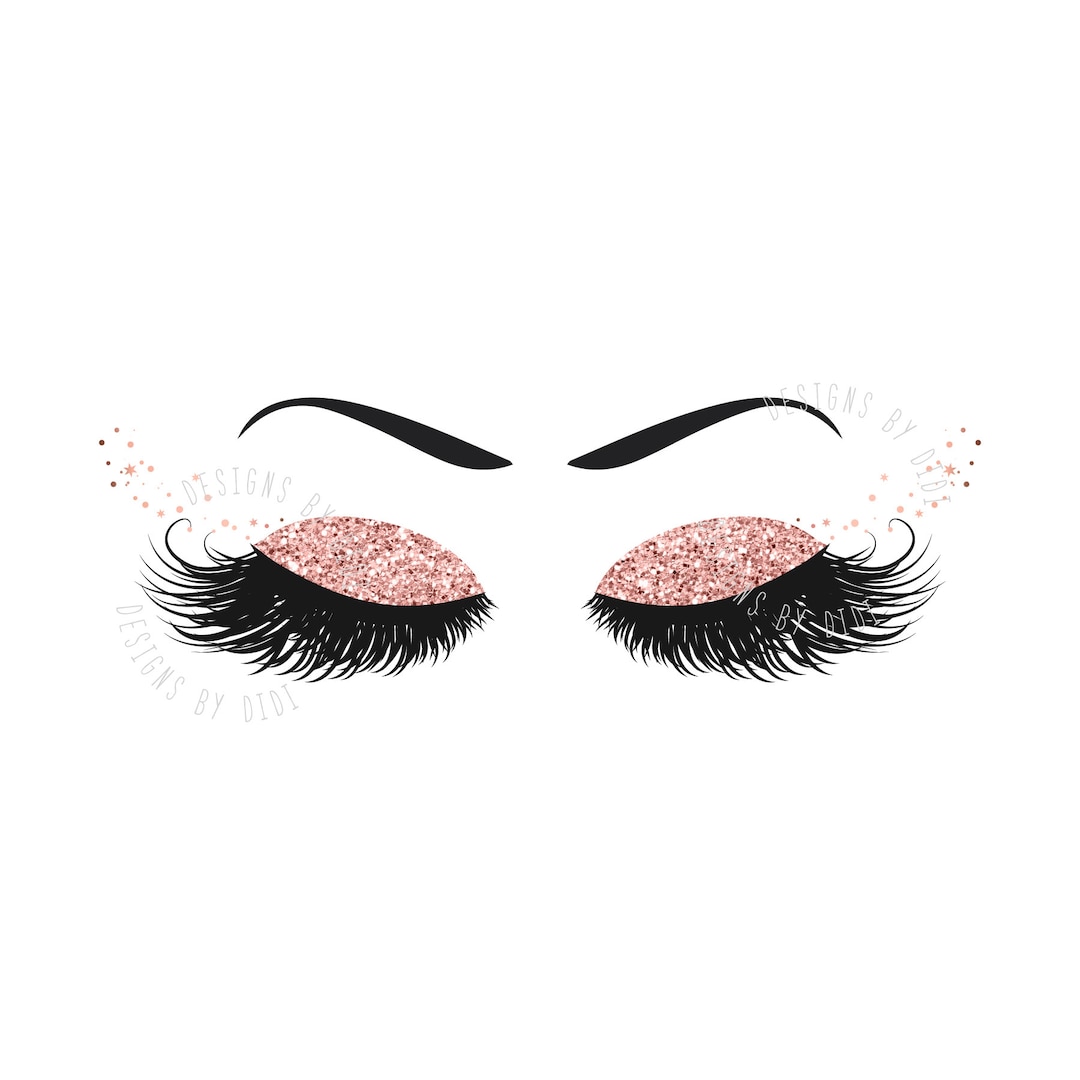 Instant Download, Lash Clipart, Sublimation Glitter Rose Gold Lashes ...