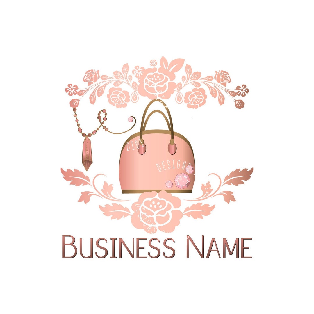 Gold Pink Bag Purse Logo, Gold Fashion Bag Logo Design, Purse Jewelry ...