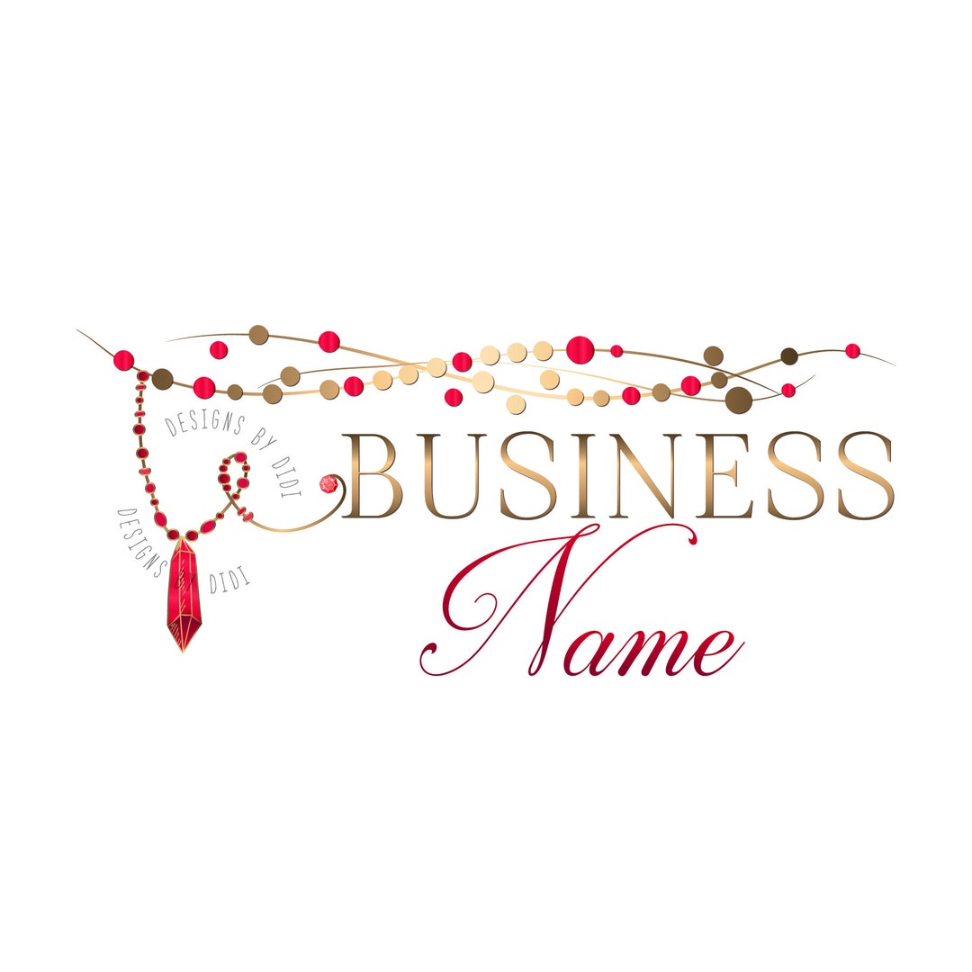 Red Necklace Logo, Jewelry Logo Beads, Handmade Jewelry Logo, Red Gold ...