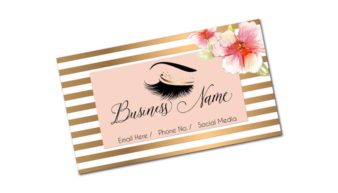 Business Card Design Lash , Black Gold Lashes Business Card, Flowers ...