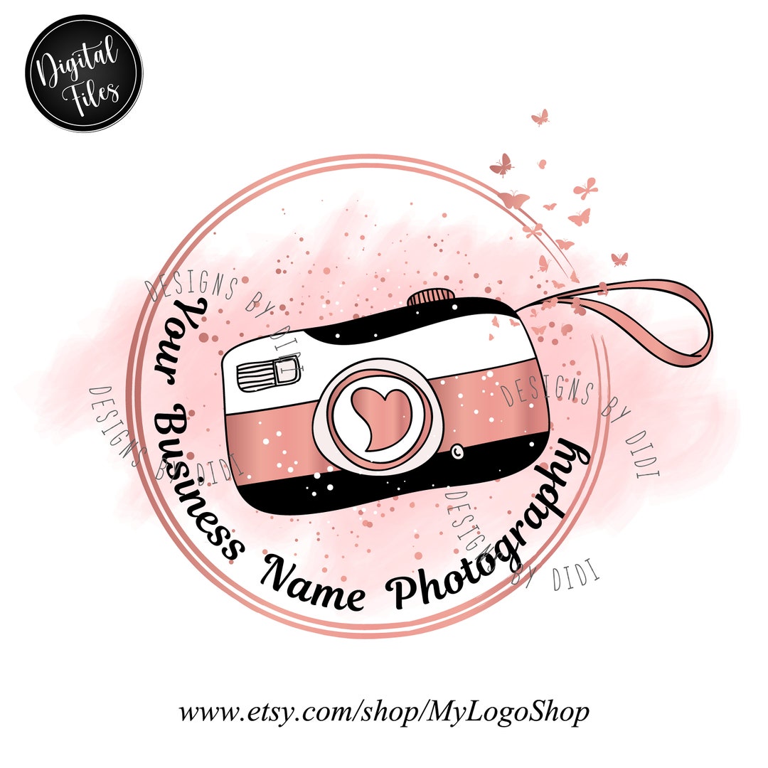 Camera Logo Design: Rose Gold Butterfly Photography Branding (digital ...