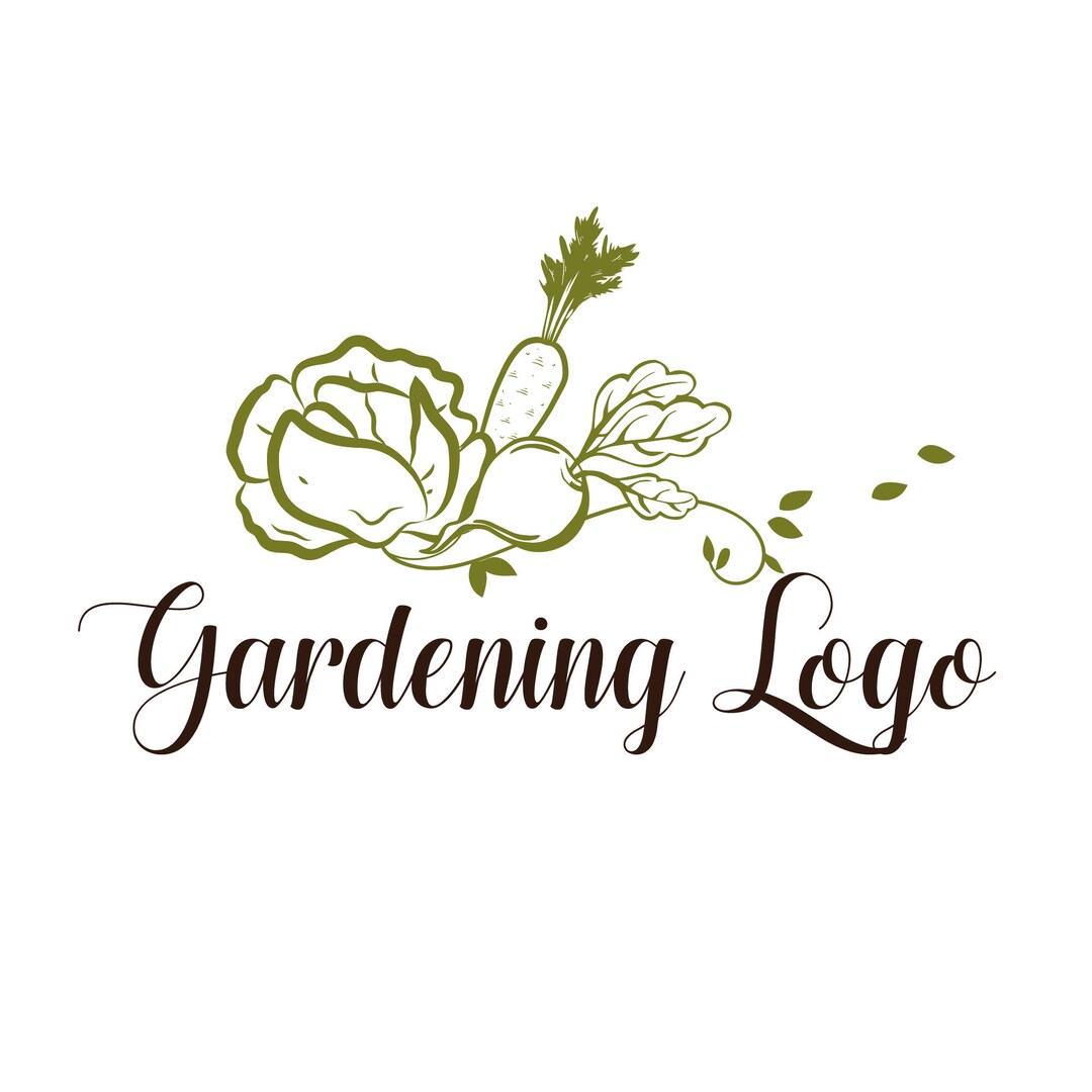 Gardening Logo, Organic Vegetables Watermark Logo, Green Logo Design ...