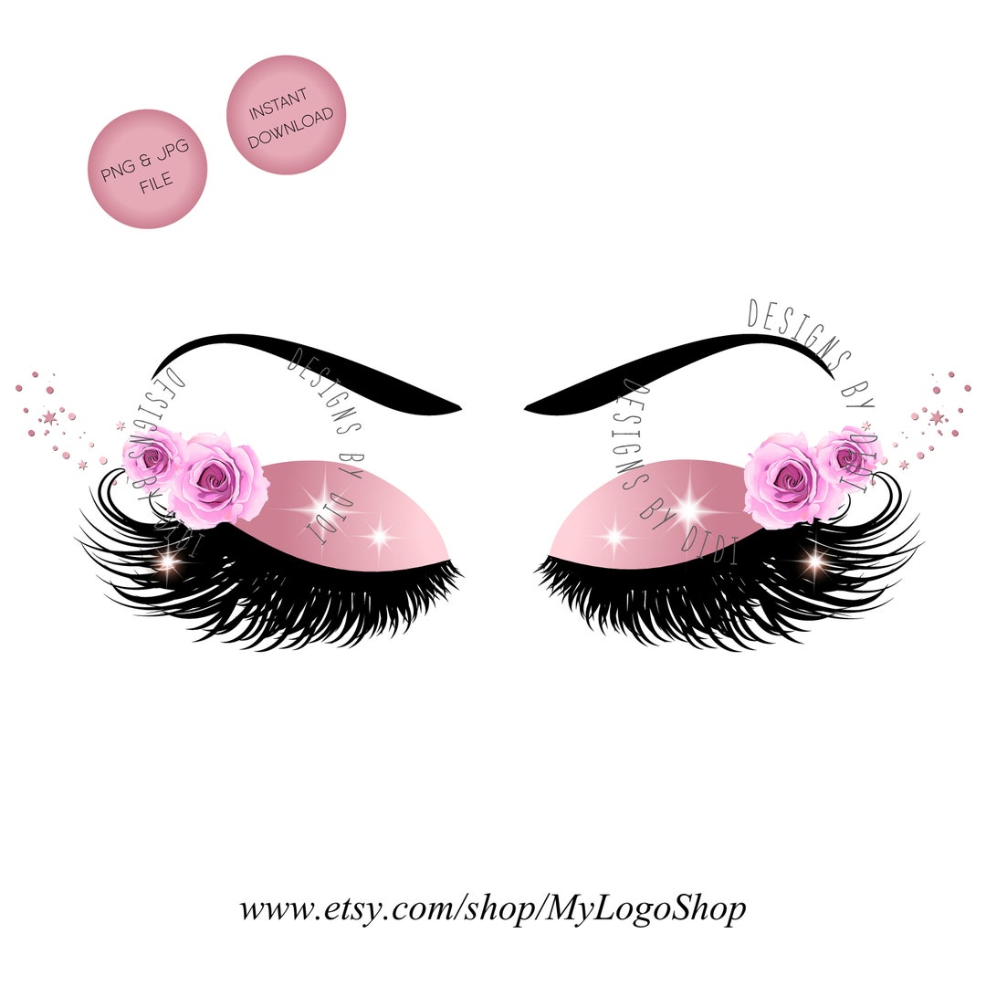 Instant Download, Lash Clipart, Glitter Rose Gold Lashes Clip Art ...