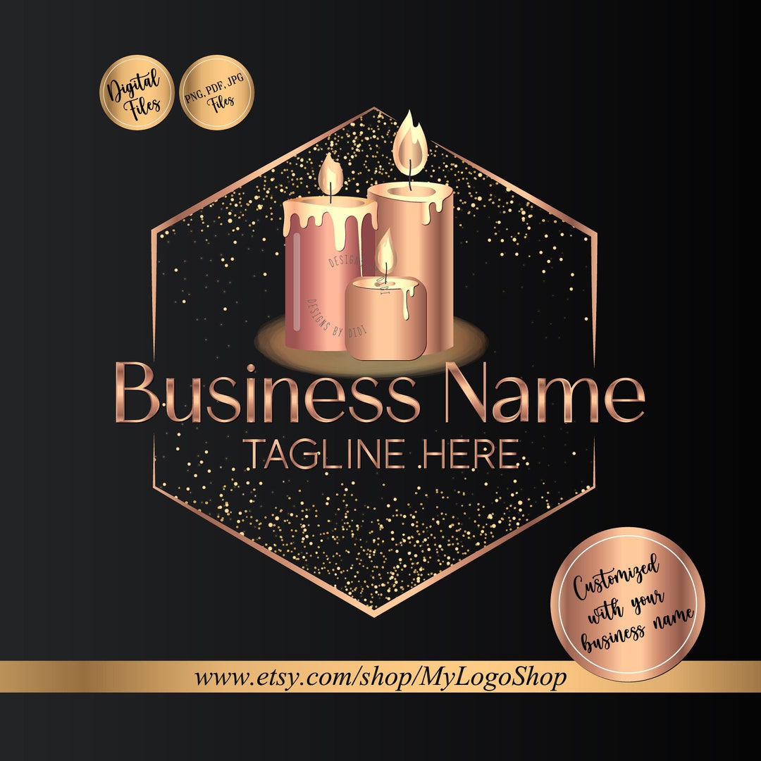 Glitter Candles Logo, Shop Candle Label Design, Flame Hexagon, Modern ...