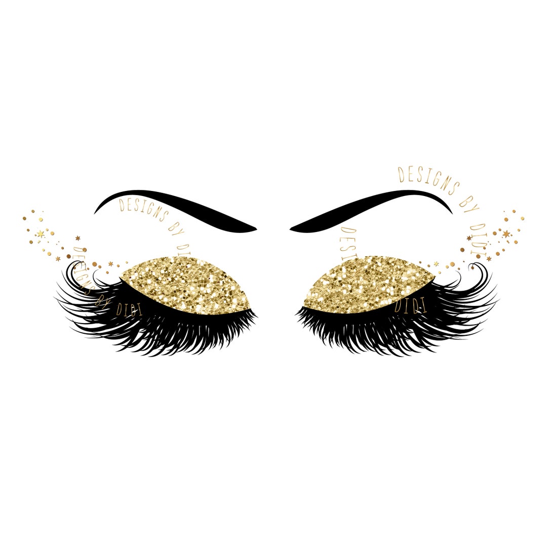 Instant Download, Gold Foil Lash Clipart, Gold Lashes Clip Art, Gold ...