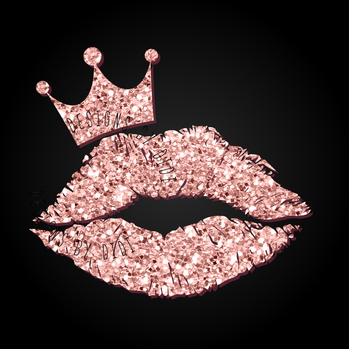 Cartoon Red Glitter Lips