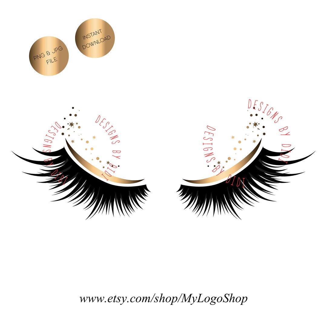 Lashes Instant Download, Gold Lashes Sparkle Glitter Clipart, Makeup ...