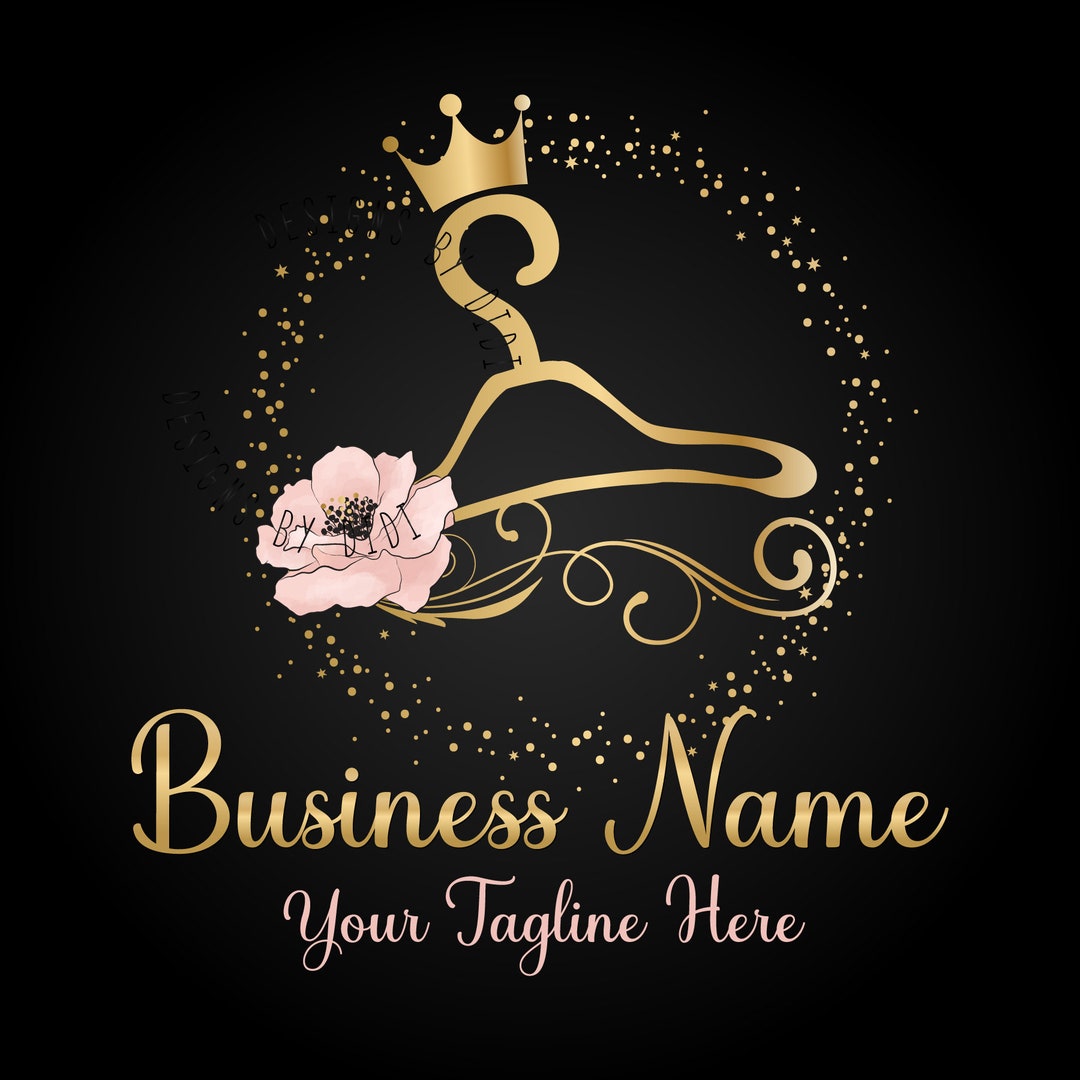 Hanger Logo, Boutique Logo, Fashion Crown Hanger Logo, Girls Business ...
