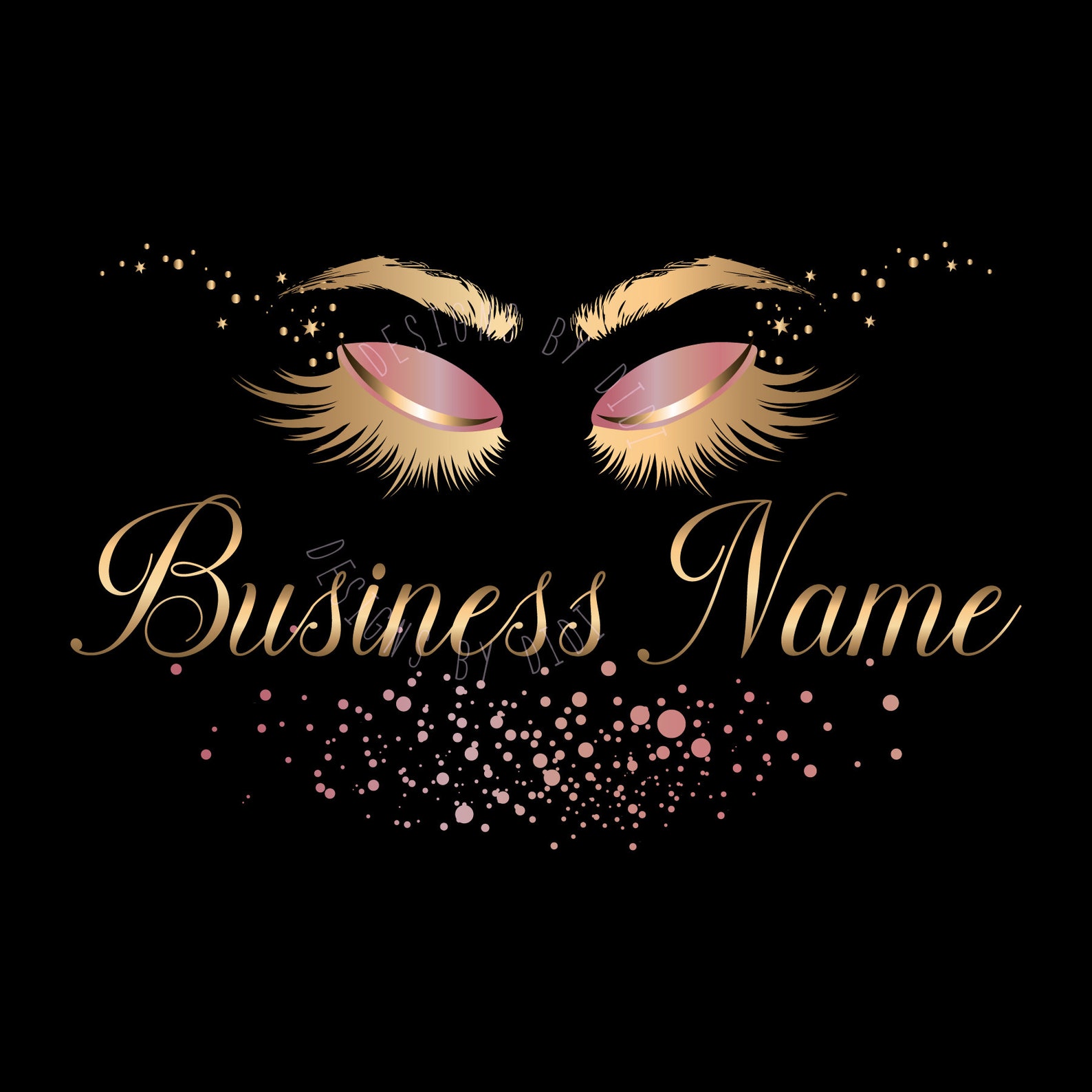 Custom Logo Black Gold Lashes Logo Rose Gold Eyelash Logo | Etsy