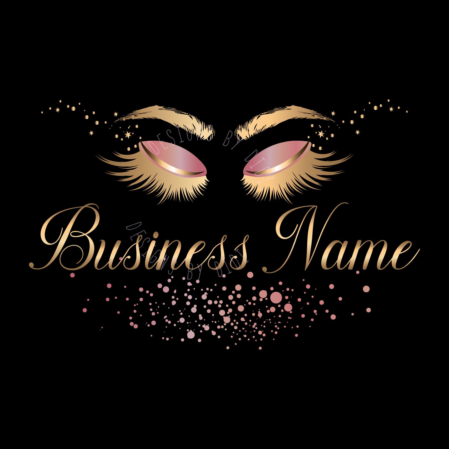 Custom Logo Black Gold Lashes Logo Rose Gold Eyelash Logo - Etsy