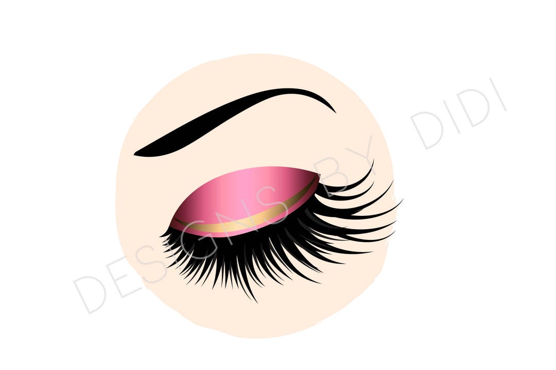 Instant Download, Lash Clipart, Pink Gold Lashes Clip Art, Instant ...