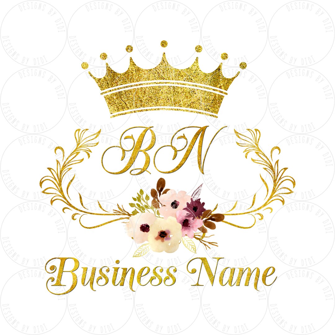 Flowers Crown Princess Logo, Initials Logo, Girls Business Logo, Wreath ...