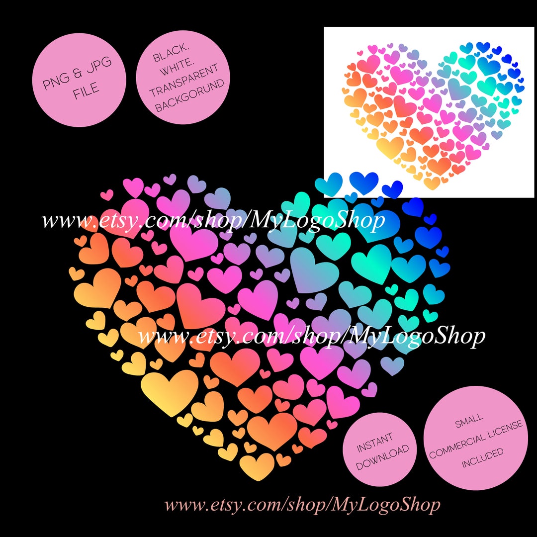 Valentine PNG Instant Download, Rainbow Heart Clipart, LGBT Pride Heart ...