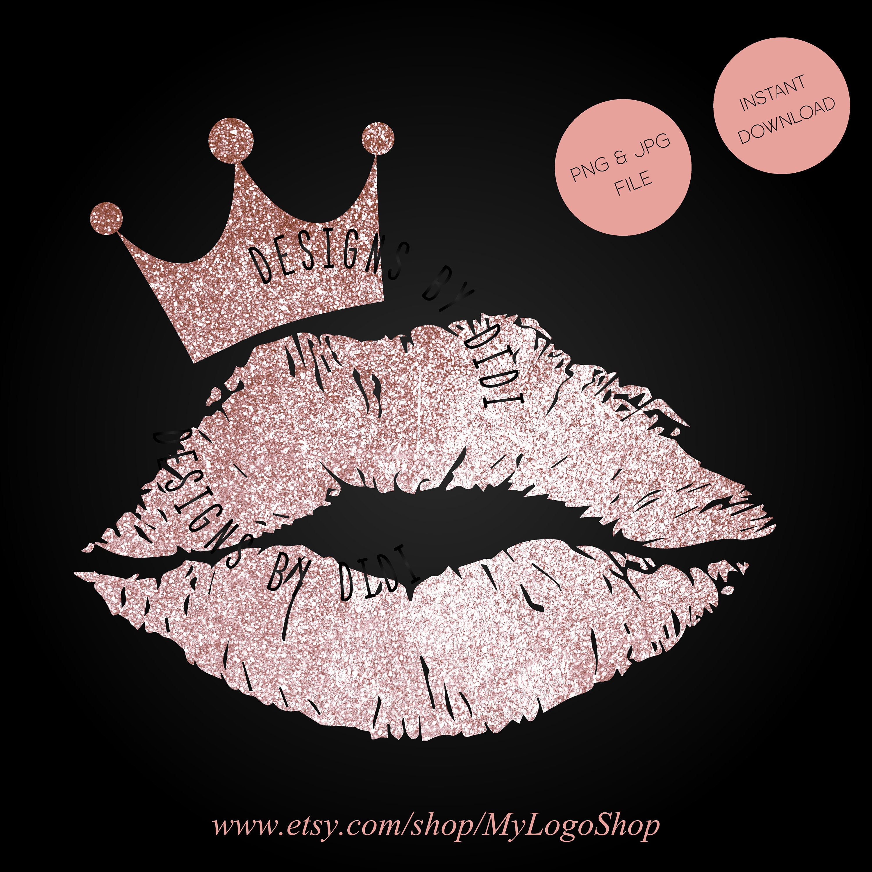 Instant Download, Lips Crown Clipart, Lips Crown Image, Instant ...