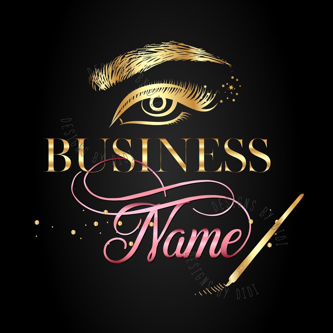 Lash Custom Logo Design ,brow Logo, Microblading Logo, Gold Pink Brow ...