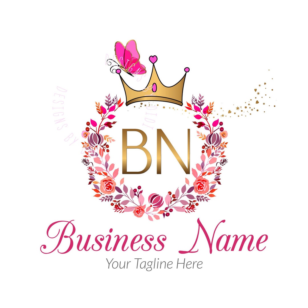 Crown Butterfly Logo, Boutique Logo, Fashion Logo, Beauty Logo, Pink ...