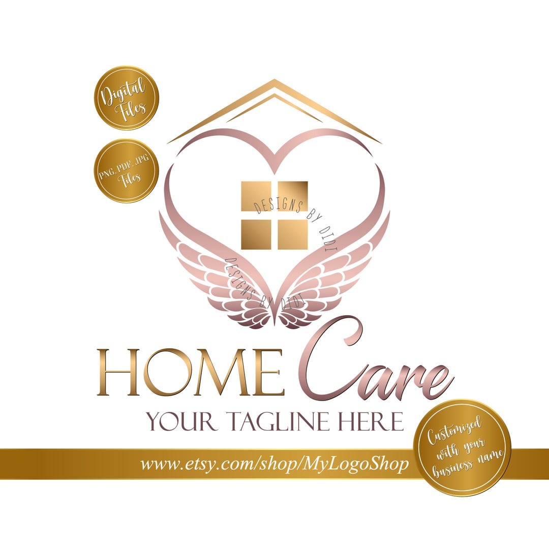 Home Care Logo, Angel Wings House Heart Logo, Nurse Staffing Agency ...