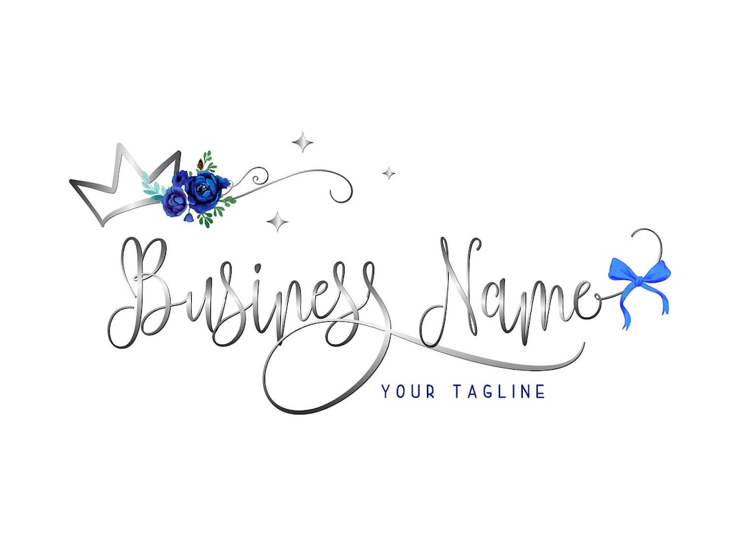 Crown Princess Girly Logo, Crown Flowers Logo, Boutique Logo, Girls ...