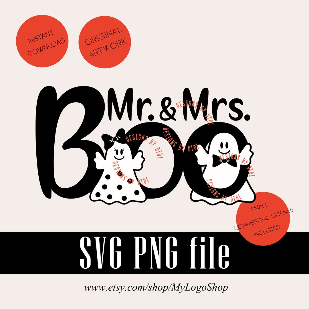 Halloween Ghosts Svg Png, Cute Ghost Svg, Mrs Mr Boo Instant Download ...