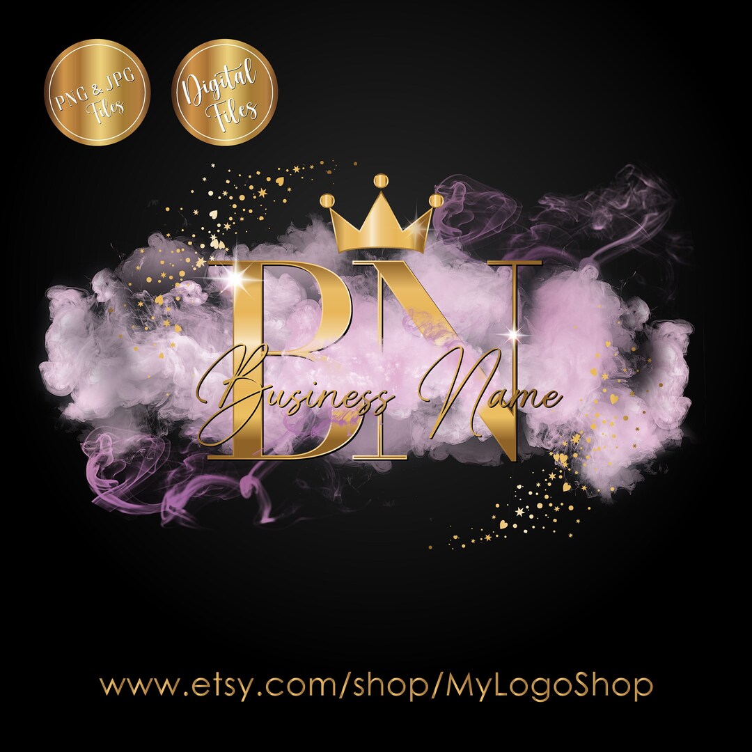 Signature Crown Logo, Initials Crown Logo, Glitter Gold Logo Initials ...