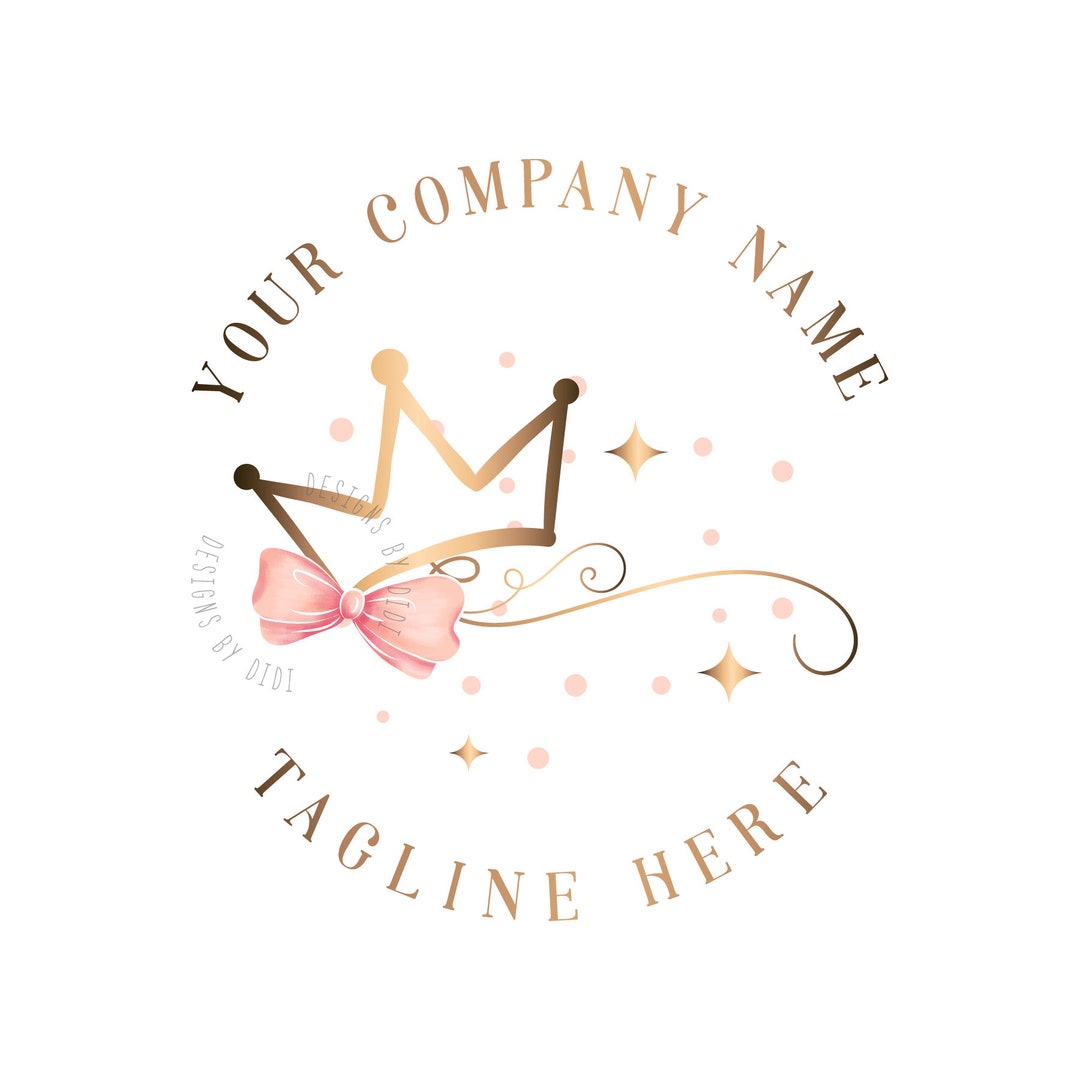 Crown Bow Princess Logo, Boutique Logo, Fashion Logo, Beauty Logo ...