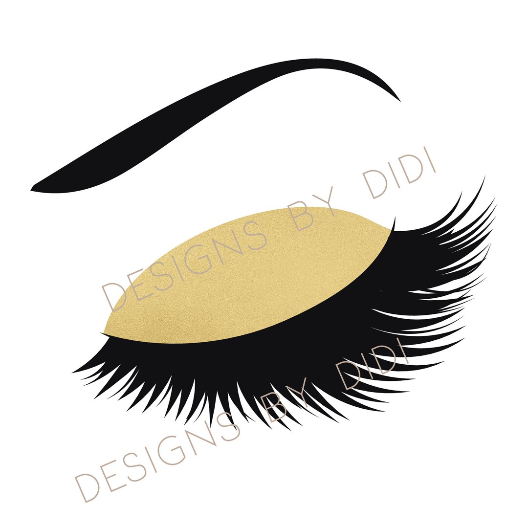 Instant Download, Gold Foil Lash Clipart, Gold Lashes Clip Art, Gold ...