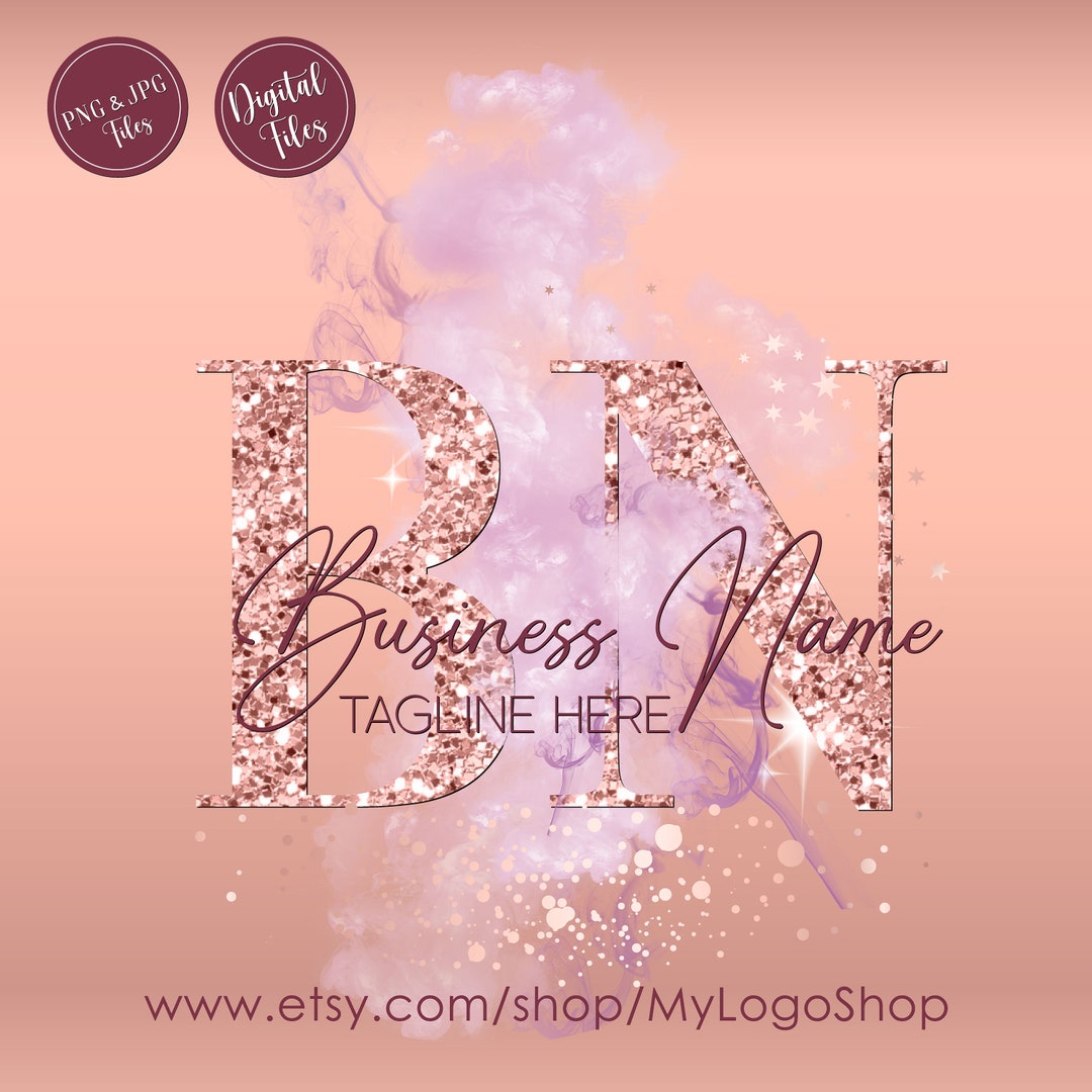 Signature Logo, Initials Watercolor Rose Gold Logo, Fog Smoke Glitter ...