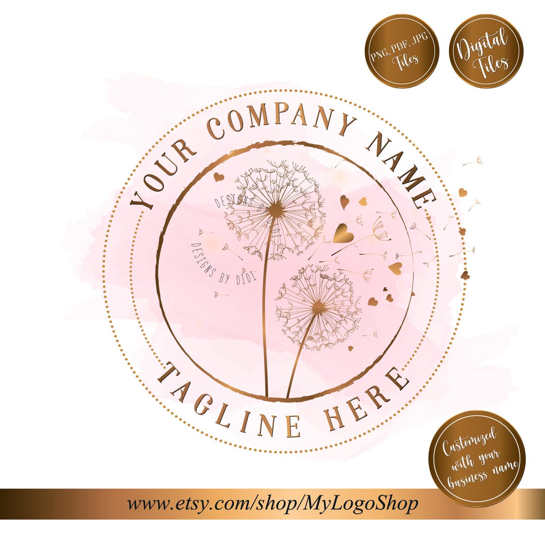 Dandelion Logo Design: Watercolor Floral Branding for Boutique, Salon ...