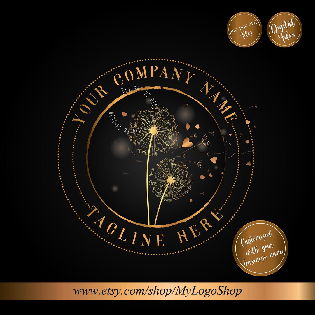 Dandelion Round Gold Logo, Flying Birds Fashion Boutique Design, Beauty ...