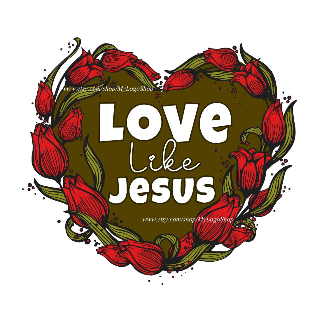 Love Like Jesus Valentine PNG, Hand Drawn Red Tulips Heart Clipart ...