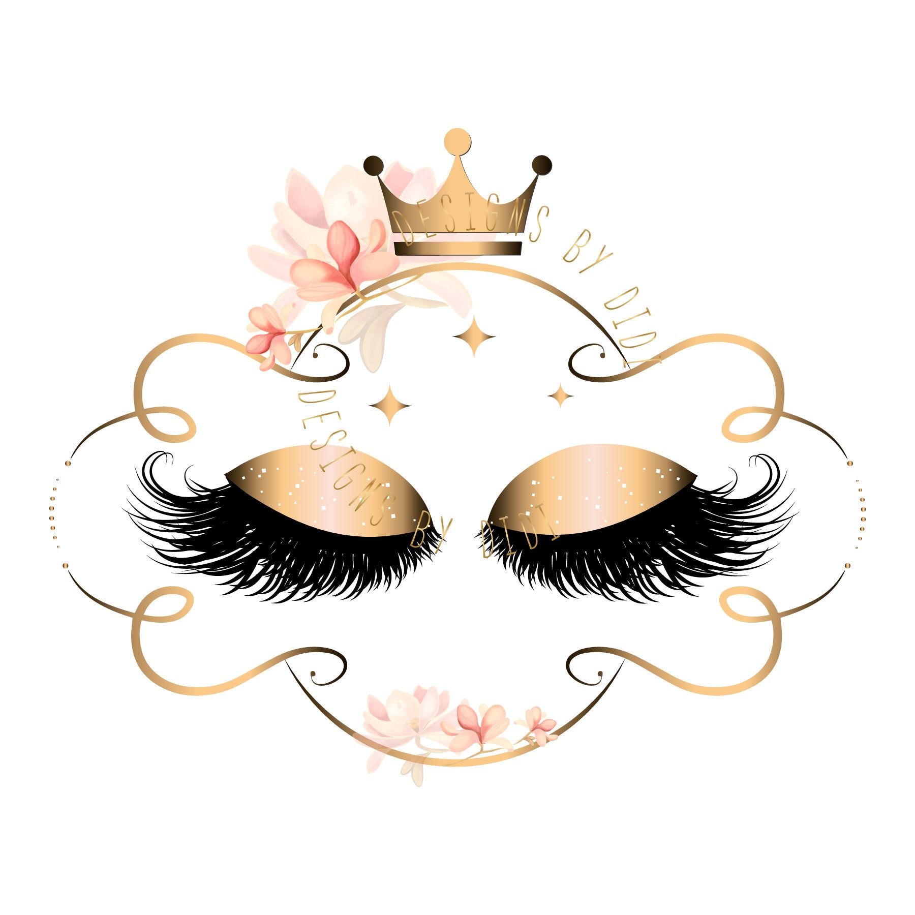 Instant Download Gold Glitter Lash Clipart Crown Gold Lashes | Etsy