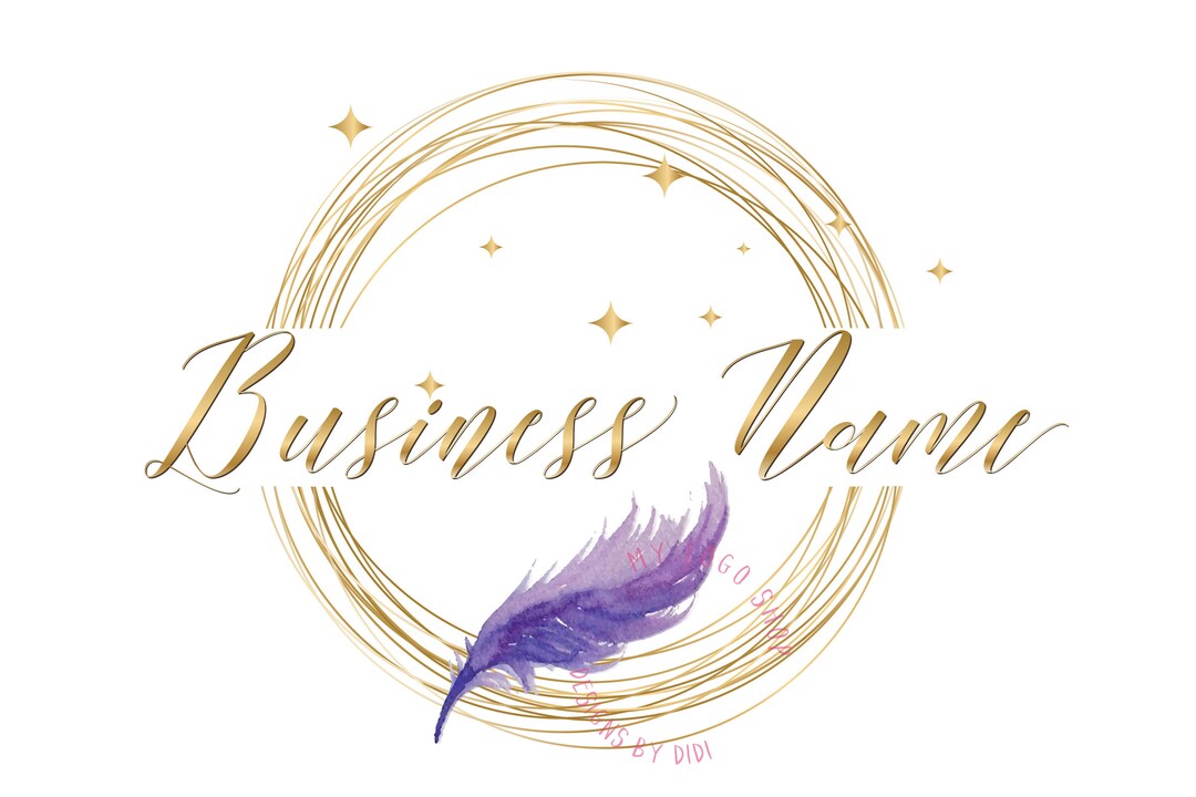 Purple Feather Logo, Watercolor Feather Watermark Photography Logo ...