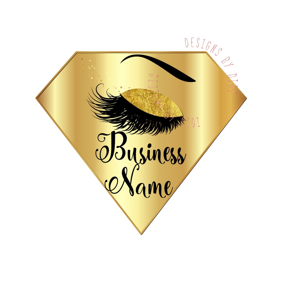 Lash Custom Design Logo, Diamond Gold Eyelash Logo, Makeup Artist Logo ...