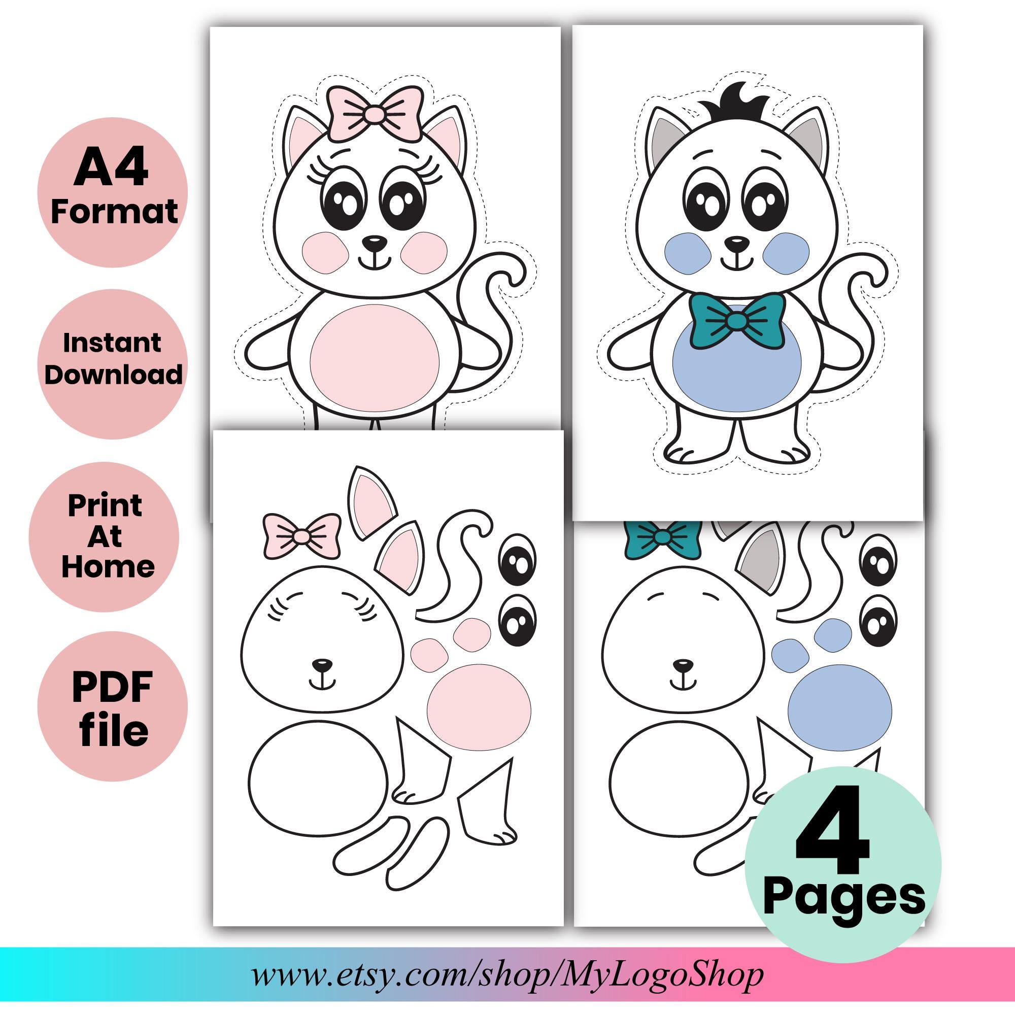 Cat Cut and Paste Activity: Kindergarten Worksheets (PDF) - Etsy