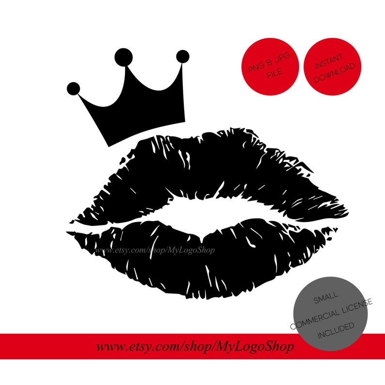 Lips Crown Logo Clipart: Black Beauty (instant Download) - Etsy